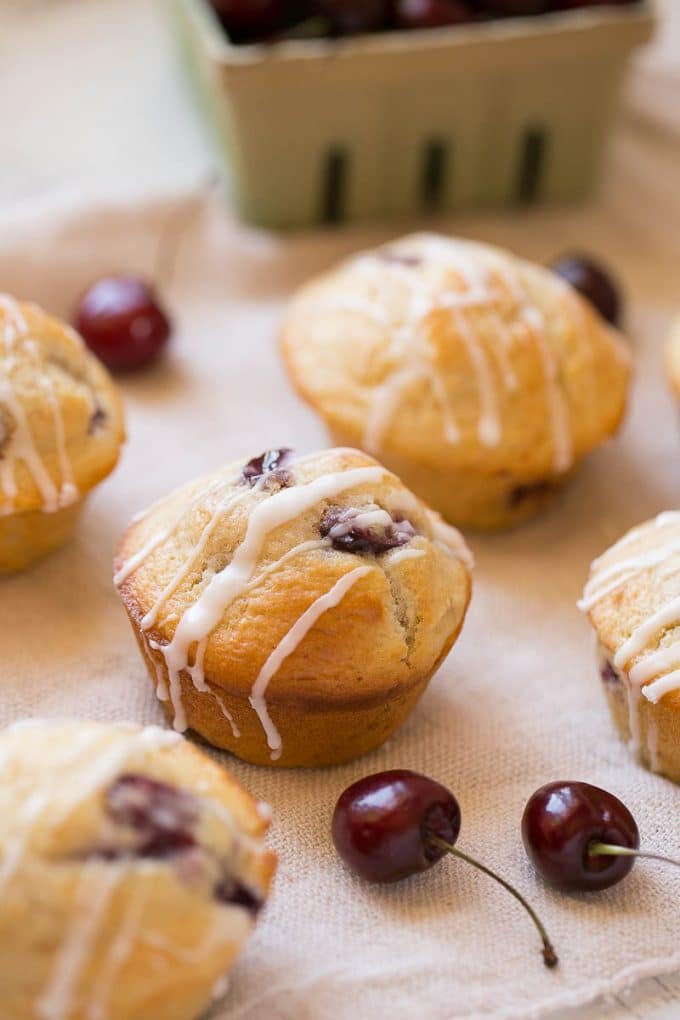 Glazed Cherry Muffins - Dinner at the Zoo