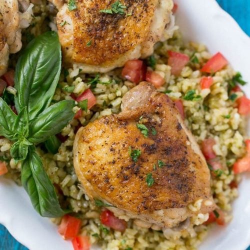 One Pot Chicken with Tomato Basil Risotto - Dinner at the Zoo