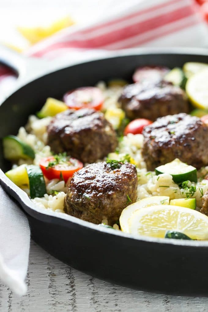 Greek Meatballs with Lemon Dill Rice - Dinner at the Zoo