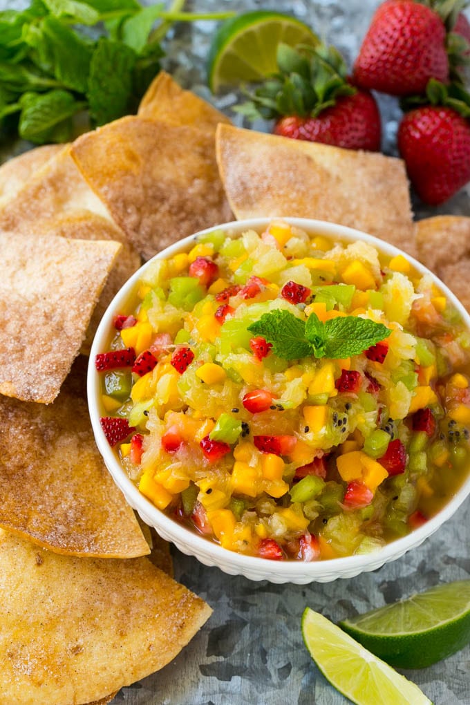 Fruit Salsa with Cinnamon Chips - Dinner at the Zoo