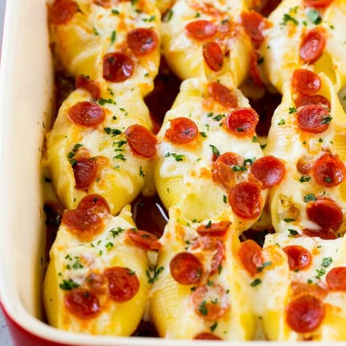 Pizza Stuffed Shells - Dinner at the Zoo