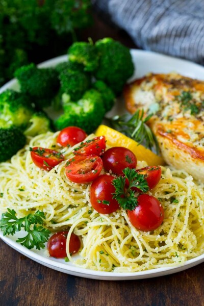 Angel Hair Pasta with Garlic and Herbs - Dinner at the Zoo