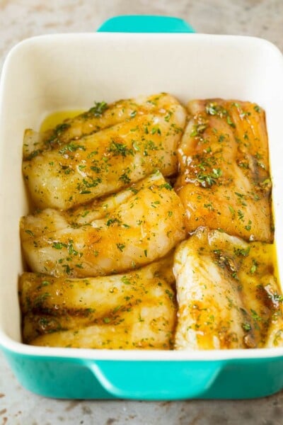 Baked Cod with Garlic and Herbs - Dinner at the Zoo