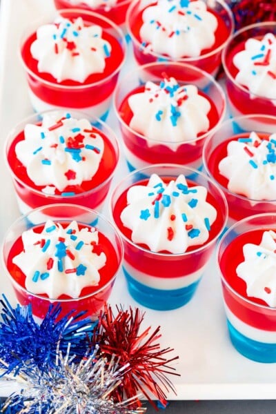 Red White and Blue Jello Shots - Dinner at the Zoo