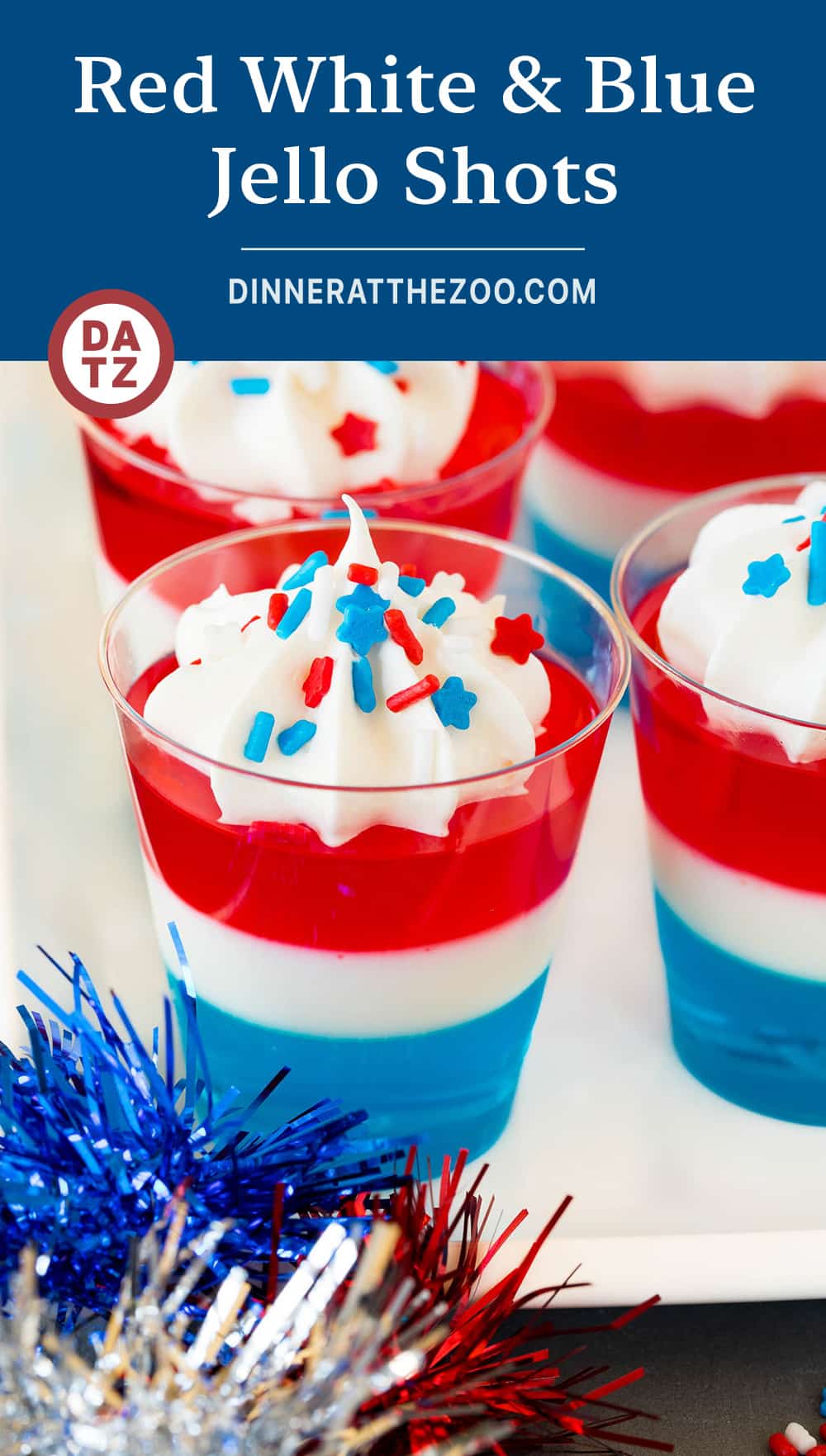 Red White and Blue Jello Shots - Dinner at the Zoo
